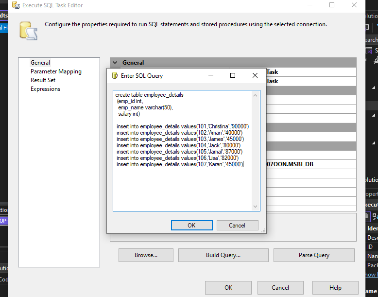 Automating Table Creation using SSIS