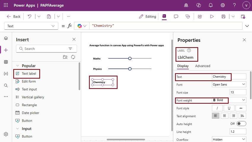 Average Function in Canvas App using PowerFx with Power Apps