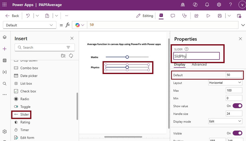 Average Function in Canvas App using PowerFx with Power Apps