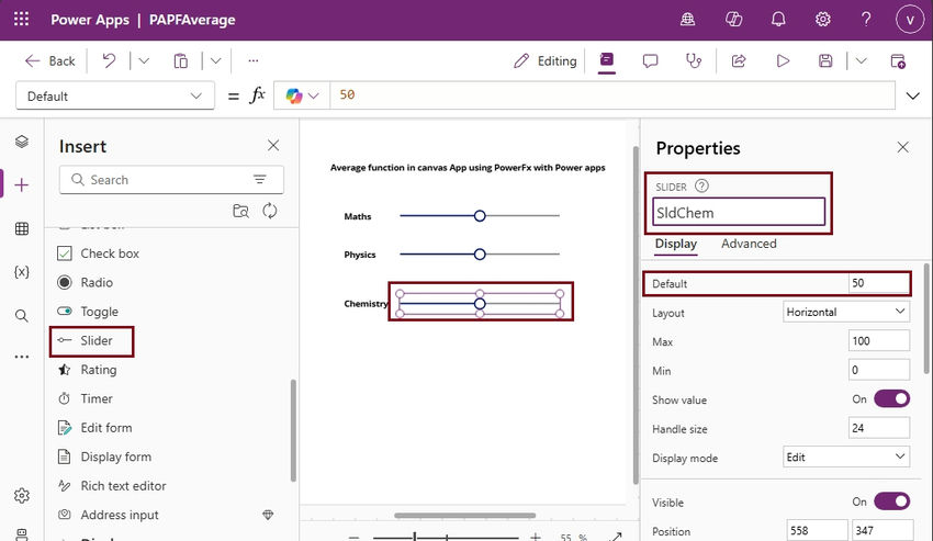 Average Function in Canvas App using PowerFx with Power Apps