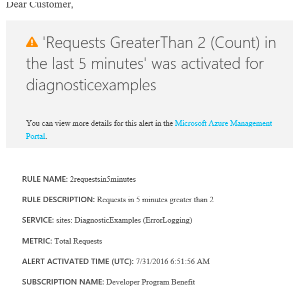 Azure App Service - Configure Error Alert Rules