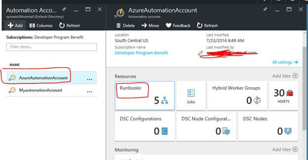 Azure Automation Assets Schedules Link Runbooks