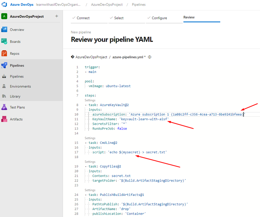 Azure Devops Integrate Key Vault Secrets With Local Self Hosted Agent