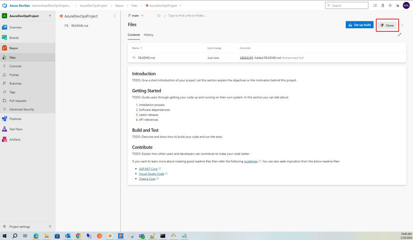 Azure DevOps: Create Organization, Project, Commit .NET Solution