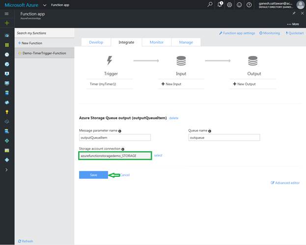 Azure Function Binding With Azure Queue And Azure Table