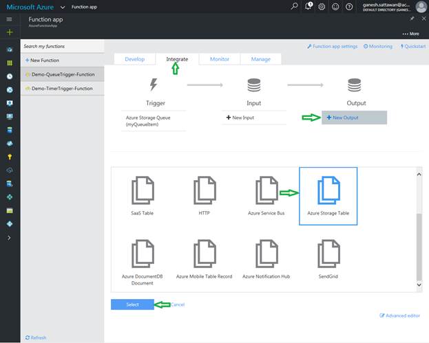 Azure Function Binding With Azure Queue And Azure Table
