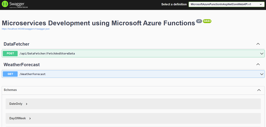 Azure Functions in ASP.NET Core Web API