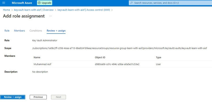 Azure Key Vault Creation, RBAC Setup, User Addition, Secret Management