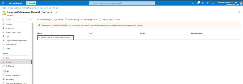 Azure Key Vault Creation, RBAC Setup, User Addition, Secret Management
