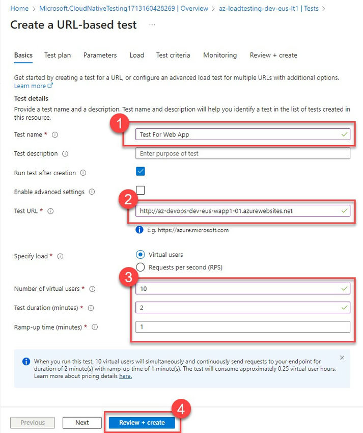 Azure Load Testing - Create Load Test for App Service Web Apps