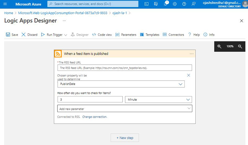 Azure Logic App - Automatically Send Email With RSS Feed Trigger