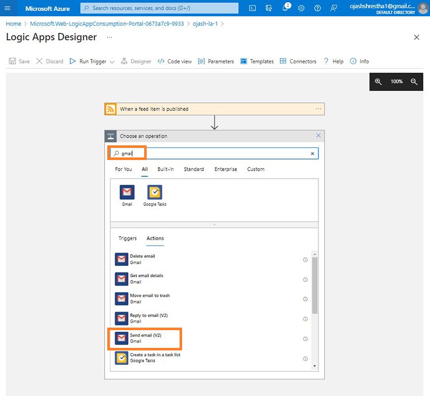 Azure Logic App - Automatically Send Email With RSS Feed Trigger