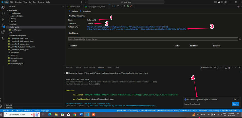Azure Logic App Standard Development in Visual Studio Code