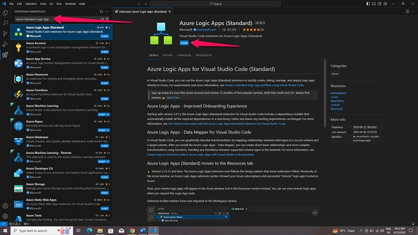 Azure Logic App Standard Development in Visual Studio Code