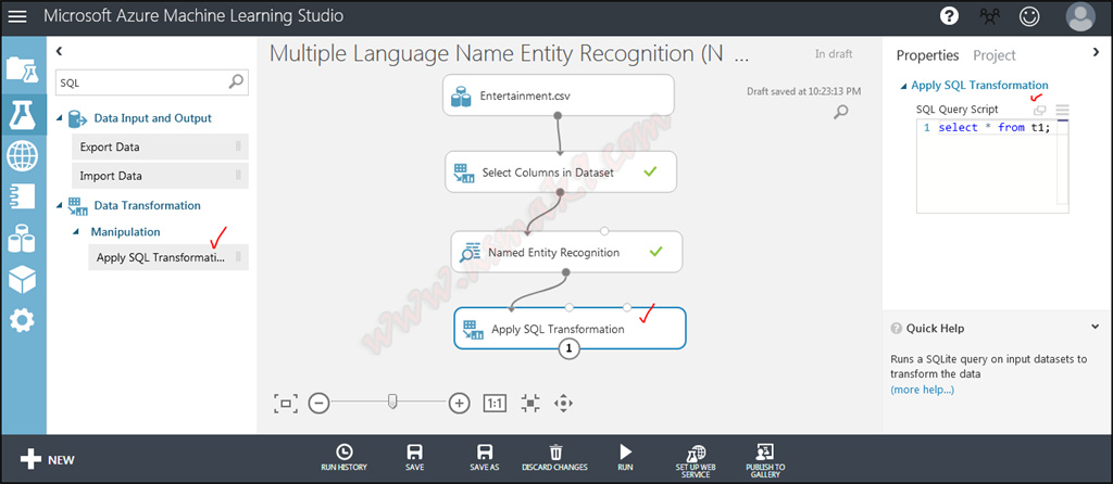 Azure Machine Learning Studio - Multiple Language Named Entity Recognition (NER) Text Analysis