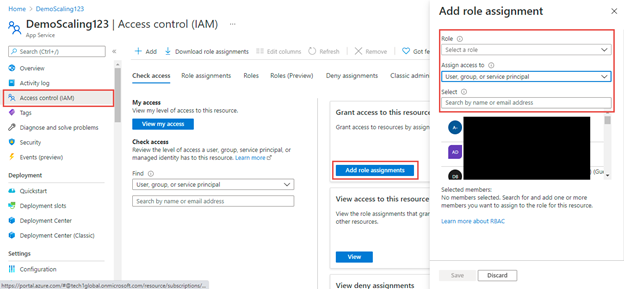 Azure RBAC Role Based Access Control Demonstration With Azure App Service