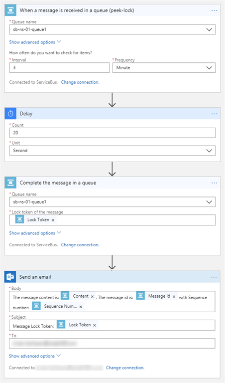 Azure Service Bus - Peek-Lock A Message From Queue Using Azure Logic Apps