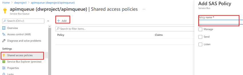 Azure Service Bus through APIM and generating a SAS Token