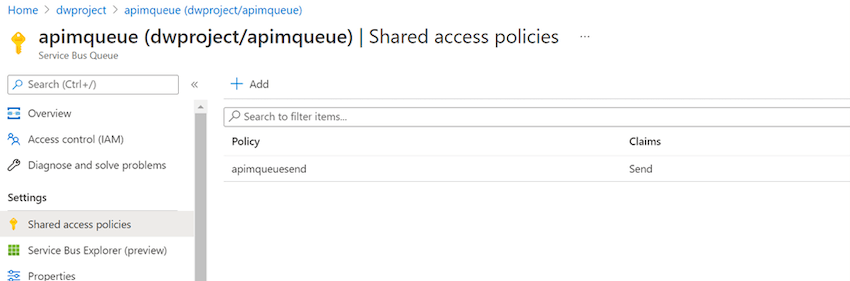 Azure Service Bus through APIM and generating a SAS Token