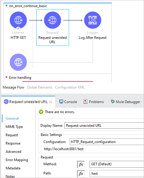 Basic Internal Error Handlers in Mule application