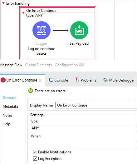 Basic Internal Error Handlers in Mule application