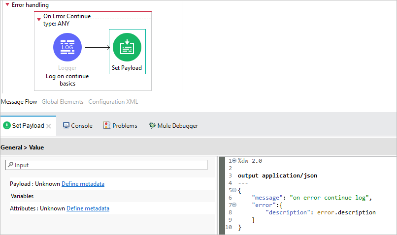 Basic Internal Error Handlers In Mule Application