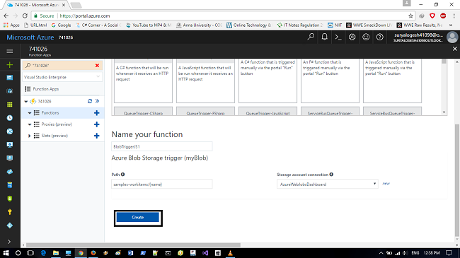Blob Storage Using Function App