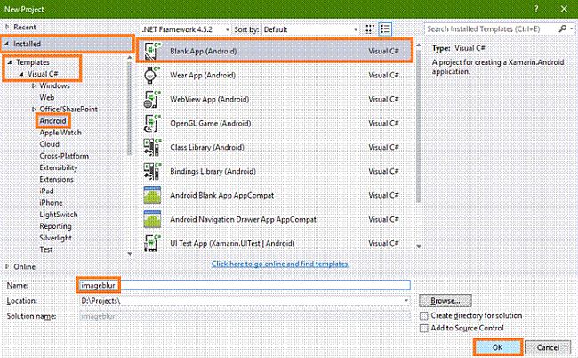 Blur An Image In Xamarin Android App Using Visual Studio 2015