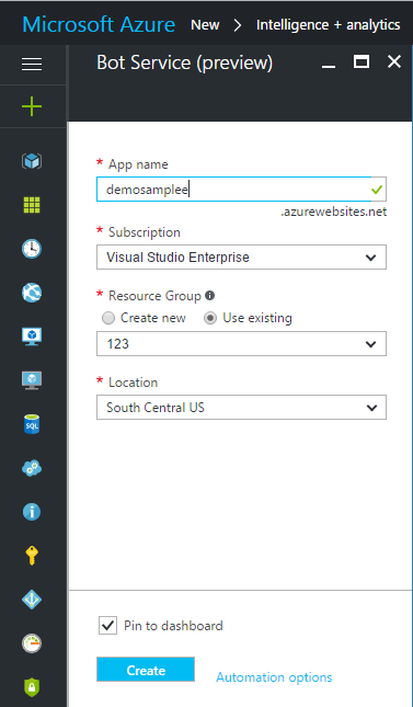 Bot Service Using Azure