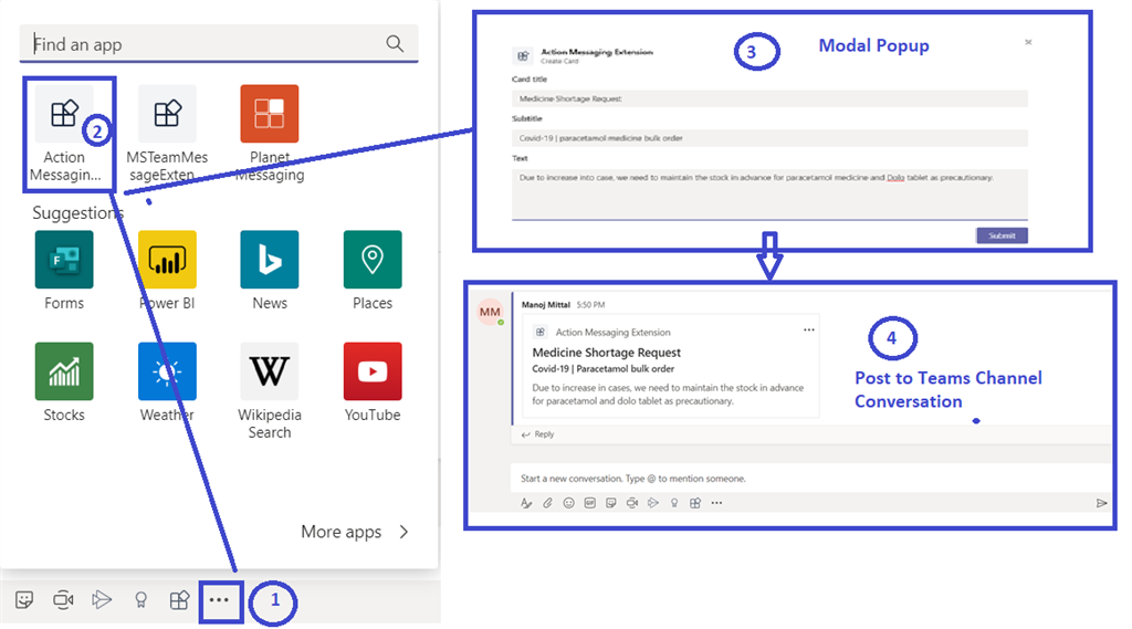Build Action Based Messaging Extension With Microsoft Teams App