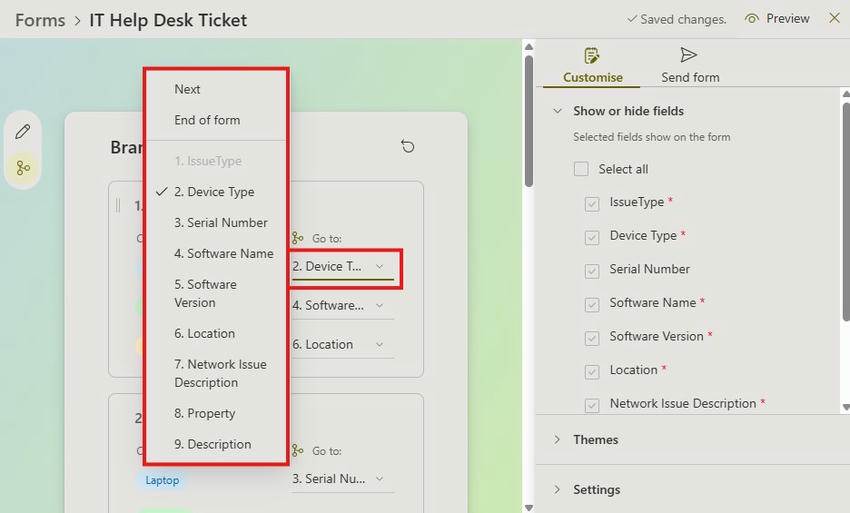 Build Branching Logic in SharePoint Online List Forms