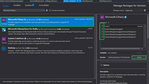 Building Xamarin Mobile Application With Bing AutoSuggest Using Cognitive Services