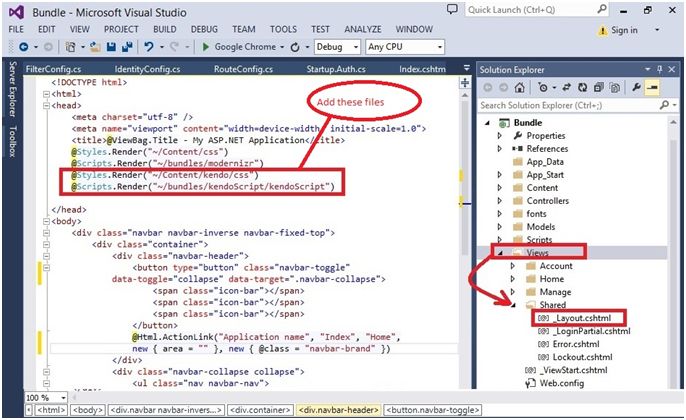 Bundling Using Kendo UI In ASP.NET MVC 5: Part 18