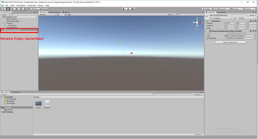 C# Using Dropdown Menu To Change Background Color With Switch Statement