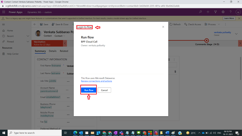 Call Power Automate Flow From BPF In Dynamics CRM