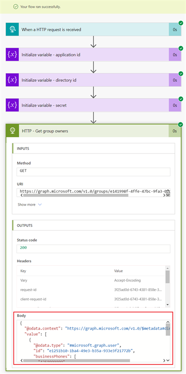 Calling Graph API From Power Automate Flow