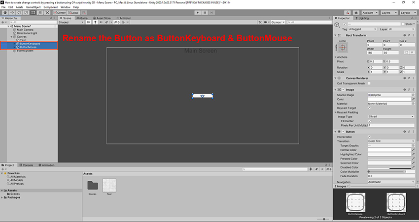 Change Control By Pressing A Button Using C# Script In Unity