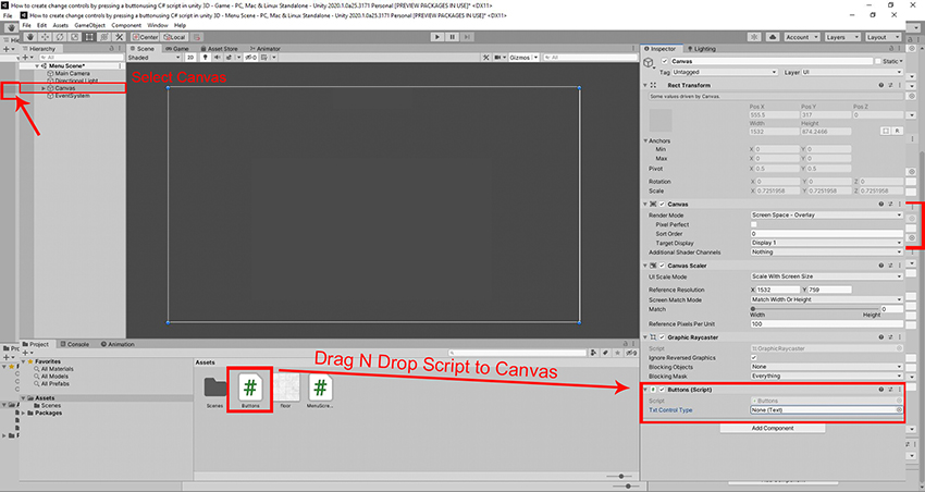 Change Control By Pressing A Button Using C# Script In Unity