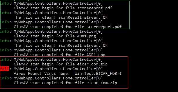ClamAV Antivirus Scan On File Upload Content In .NET Application