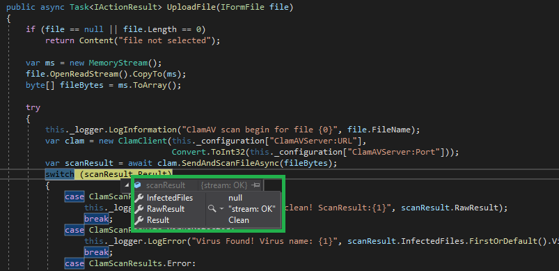 ClamAV Antivirus Scan On File Upload Content In .NET Application