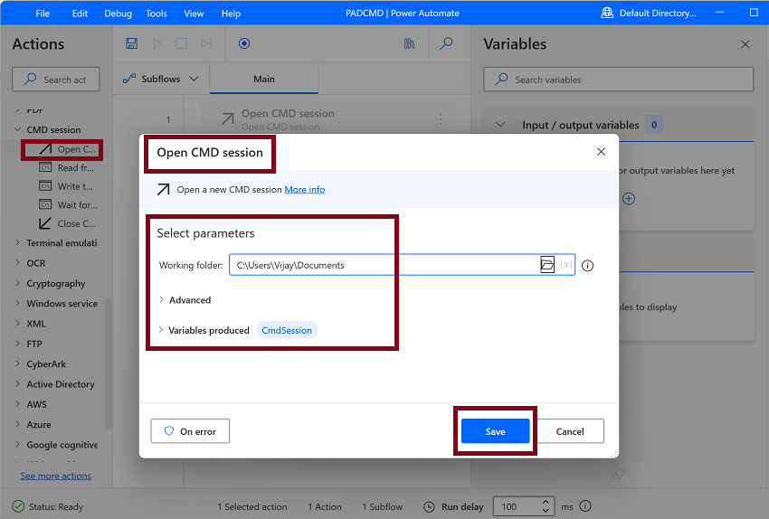 Cmd Session Action In Desktop Flow Using Microsoft Power Automate