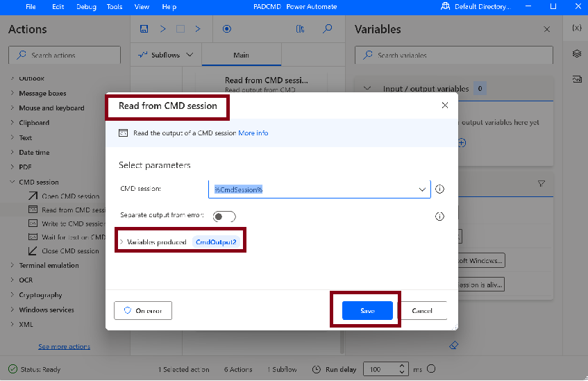 Cmd Session Action In Desktop Flow Using Microsoft Power Automate