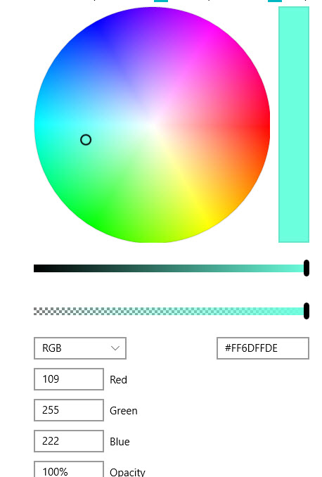 Colorpicker Control In Uwp Windows 10 Fall Creators Update Features