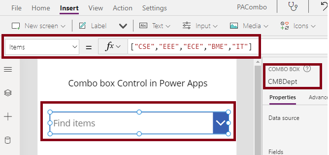 Combo Box Control In Power Apps