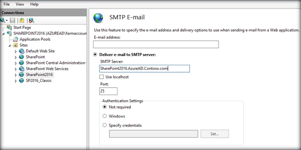 Configure Outgoing Email Functionality In SharePoint Server 2016