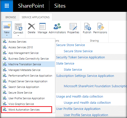 Configure Word Automation Services in SharePoint 2016