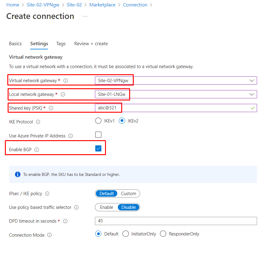 Configuring BGP Tunnel in Azure Configuring BGP Tunnel in Azure