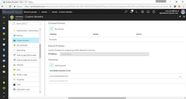 Configuring Custom Domain To Azure Web Apps Configuring Custom Domain To Azure Web Apps