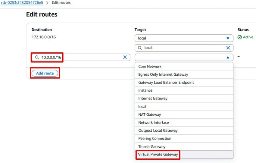 Configuring Route Table in AWS
