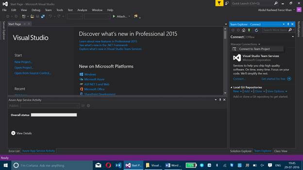 Connected IDE Experience In Visual Studio Online